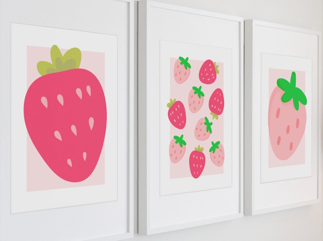 Set of 3 Strawberry Digital Art Prints - Instant Download - High ...