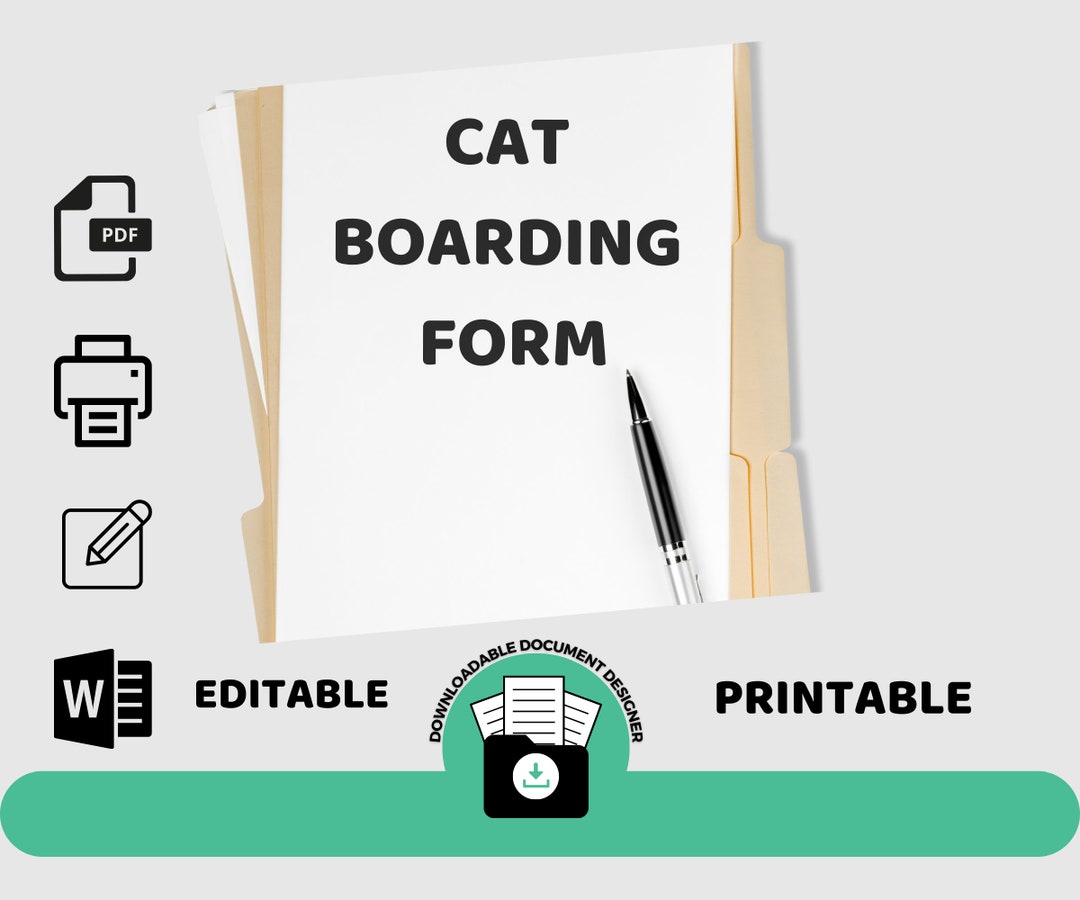 Cat Boarding Form, Cat Grooming Contract - Etsy