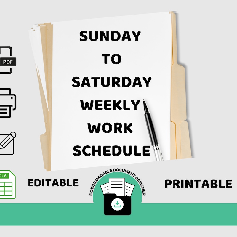 Sunday to Saturday Calendar - Etsy