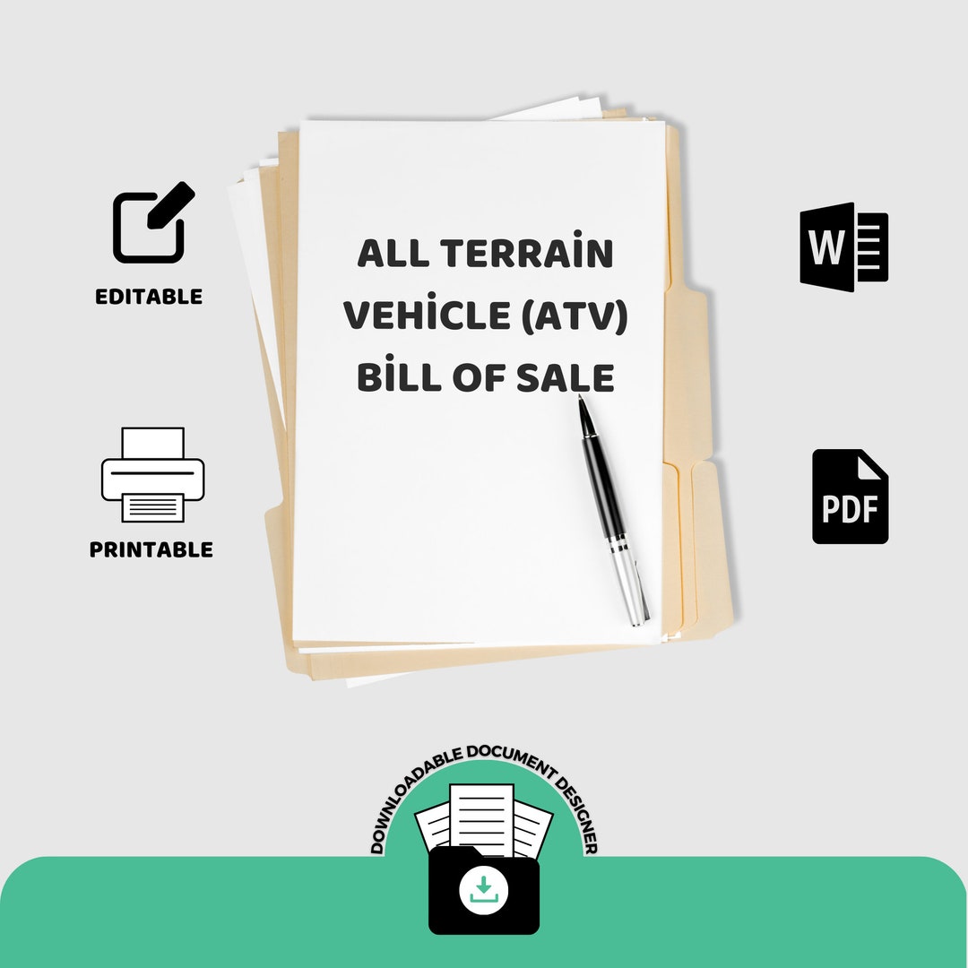 All-terrain Vehicle ATV / Bill of Sale Forms in PDF and Word - Etsy
