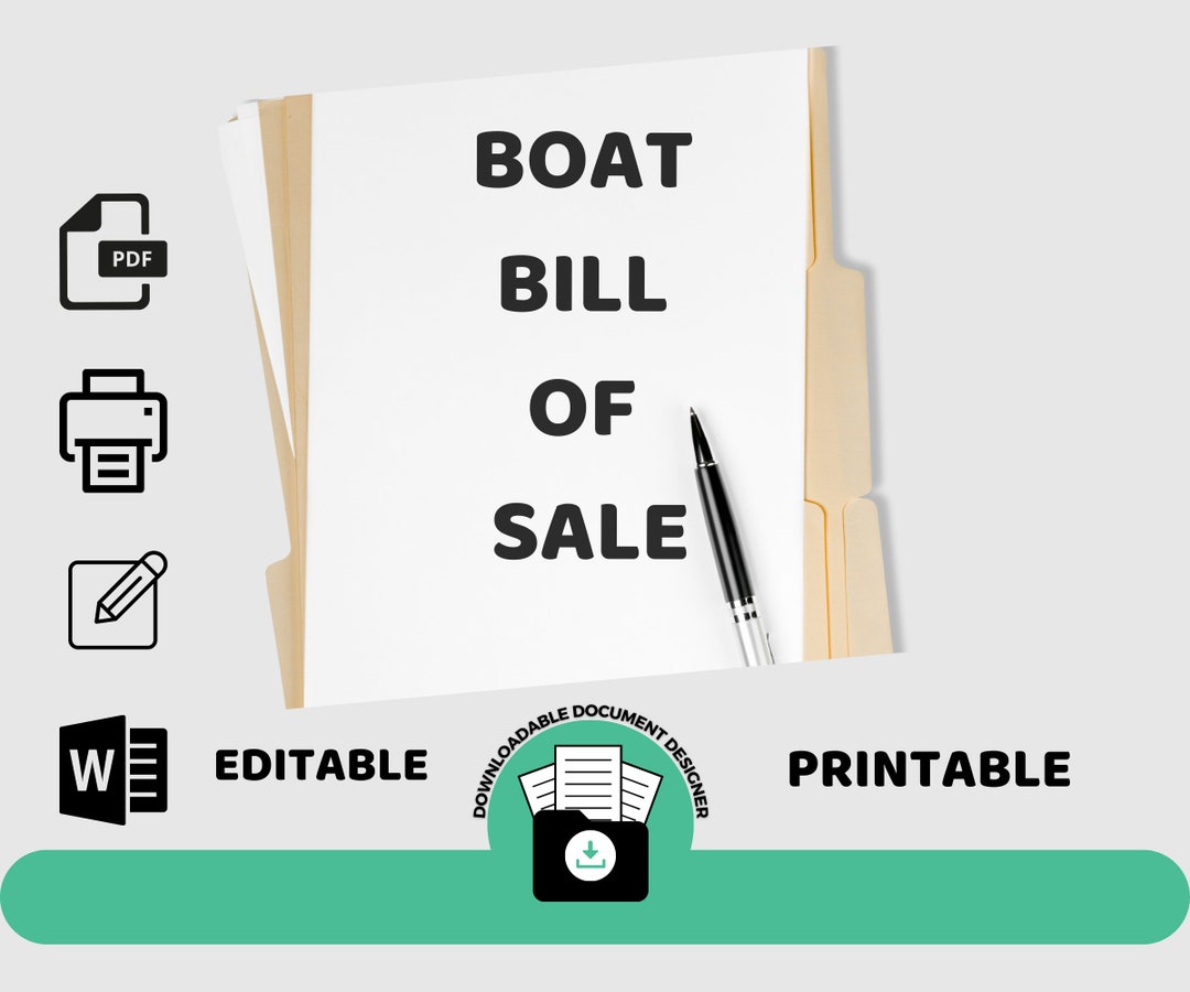 Boat Bill of Sale Template, Boat Purchasing Form - Etsy