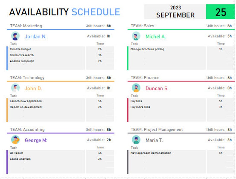 Employee Availability Schedule - Etsy