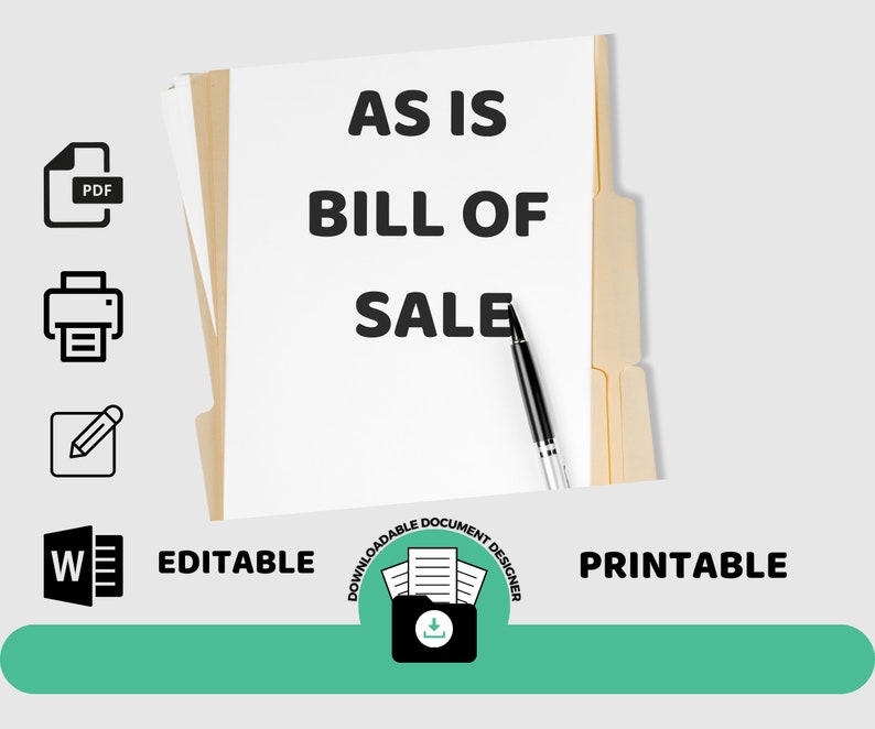 As is Bill of Sale Template: Editable Form (PDF & Word) - Etsy