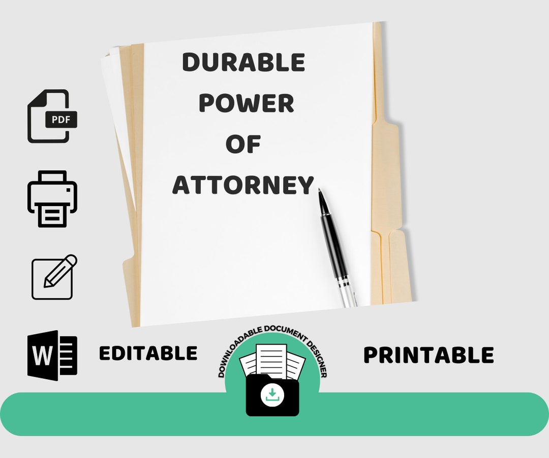 Durable Power of Attorney Template, POA - Etsy