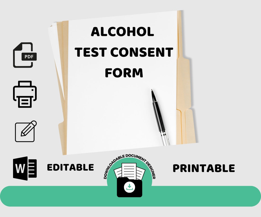 Alcohol Test Consent Form Alcohol Drug Testing Form Etsy