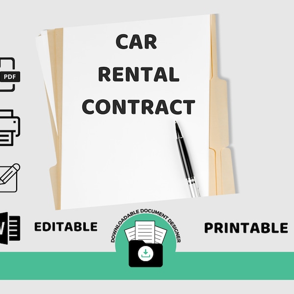 Car Rental Agreement Template - Etsy