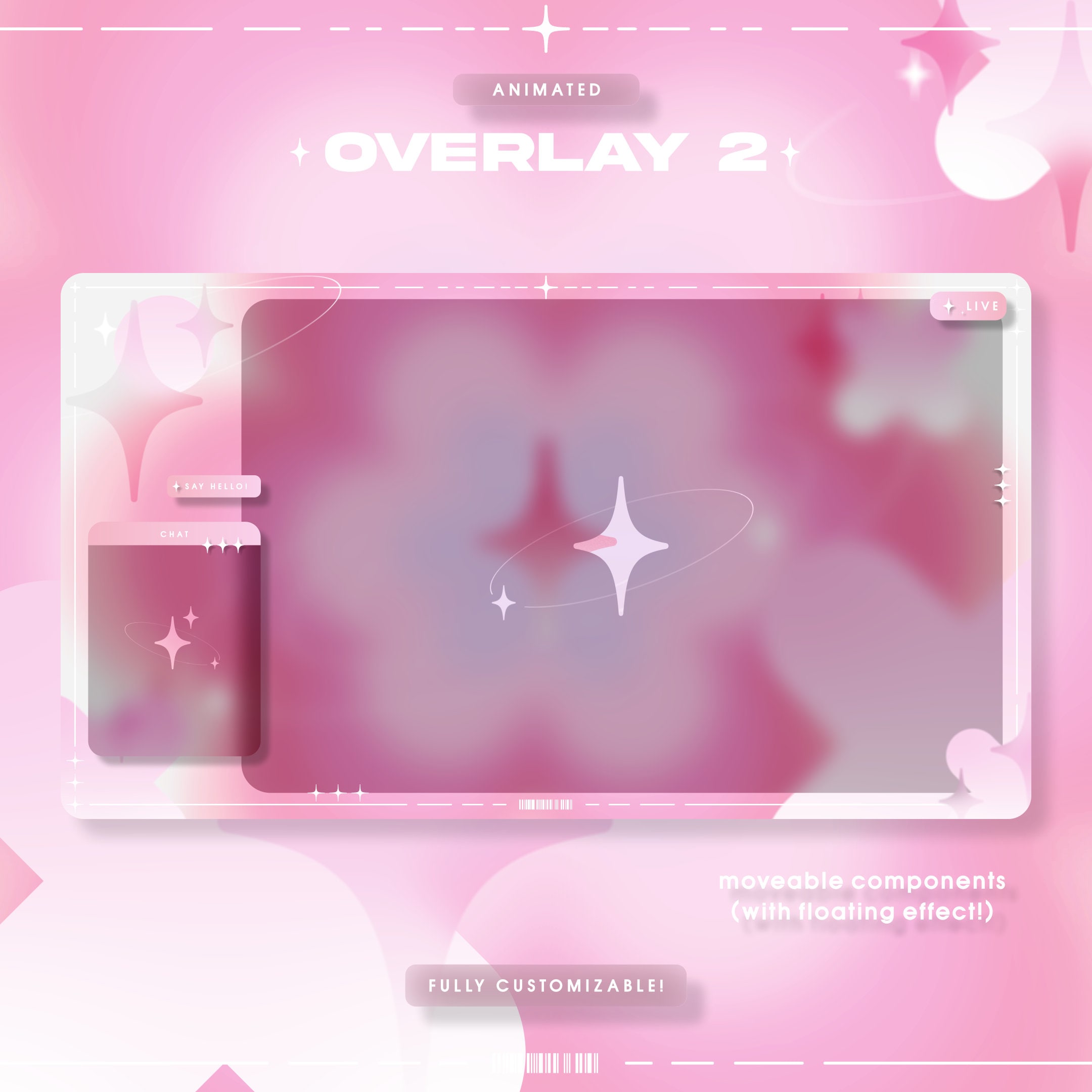 Aesthetic Y2K Pink | Animated Stream Overlay Pack - Etsy