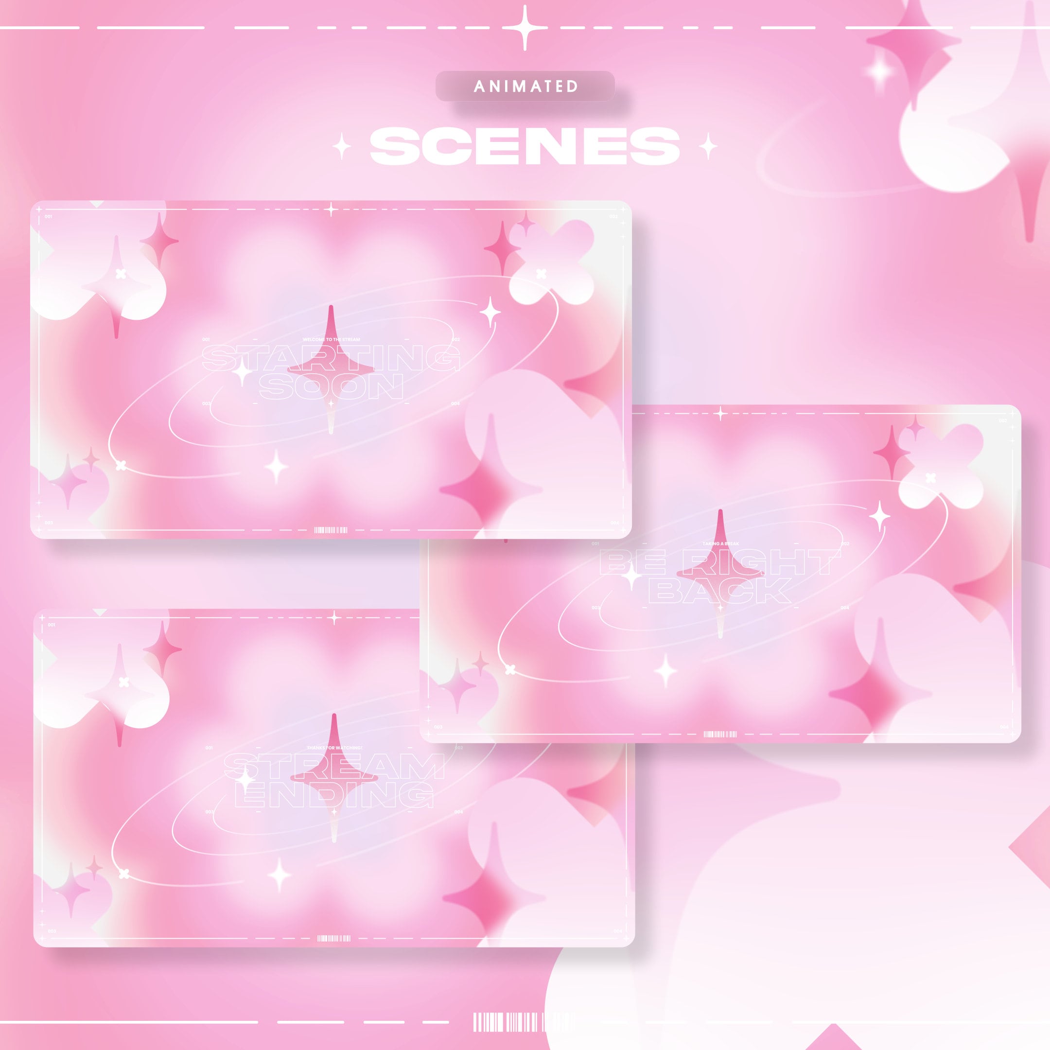 Aesthetic Y2K Pink | Animated Stream Overlay Pack - Etsy