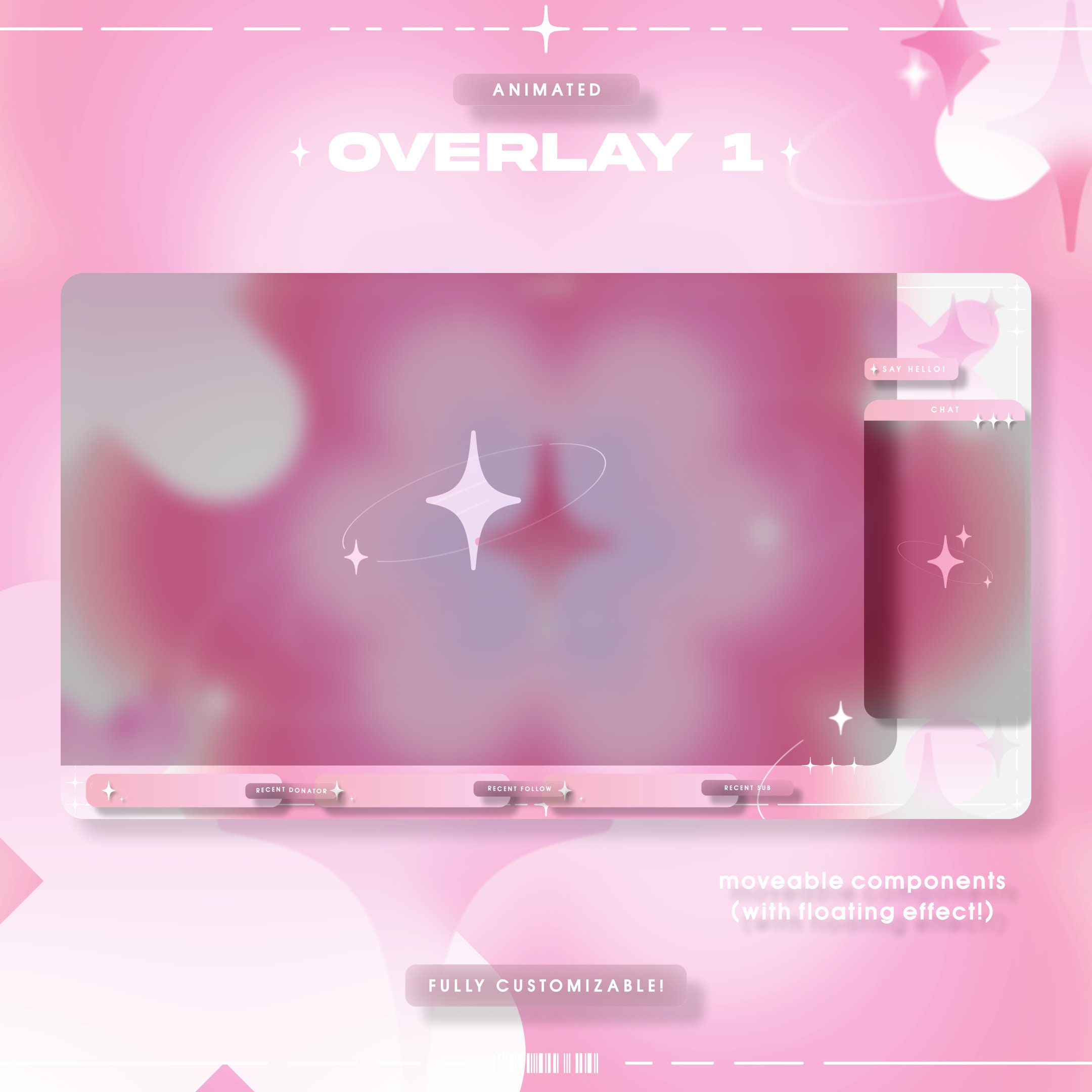 Aesthetic Y2K Pink | Animated Stream Overlay Pack - Etsy