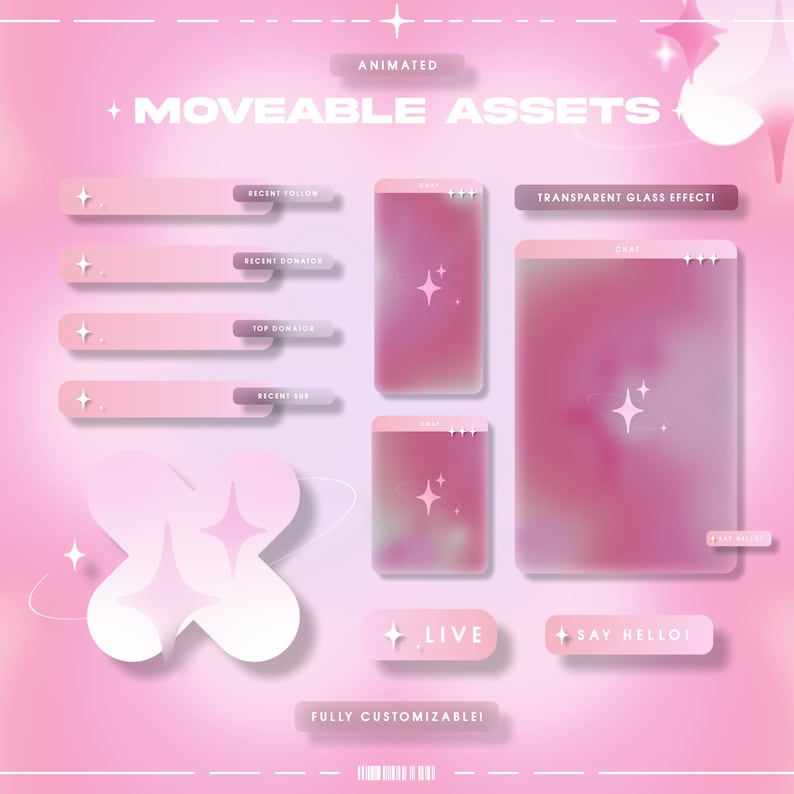 Aesthetic Y2K Pink | Animated Stream Overlay Pack - Etsy