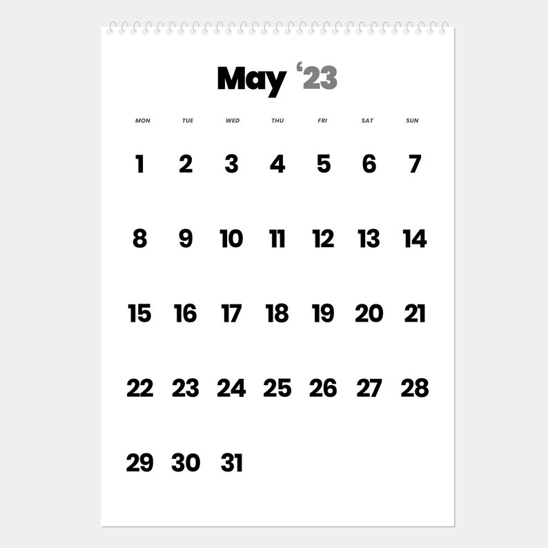 Printable Monthly Calendar 2023. Flip Calendar 2023. A4, A3 ...