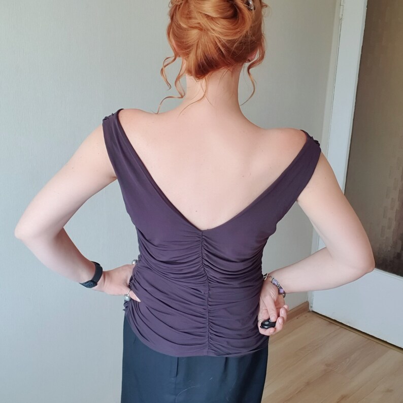 Vintage Ruched Greek / Roman Empire Style V Neck Sleeveless Top in ...