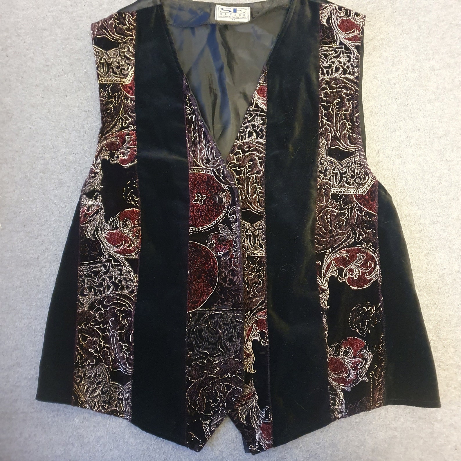 Vintage 90s Velvetlike Waistcoat With Abstract Print Contrast Panels - Etsy