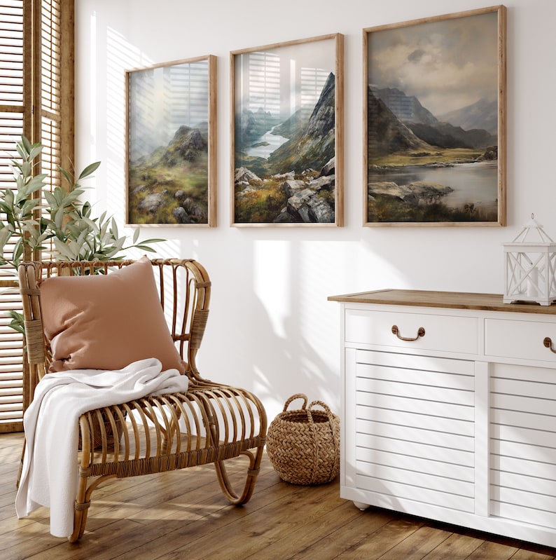 Scotland Highland Print Set of 3 Vintage Oil Painting of Scottish ...