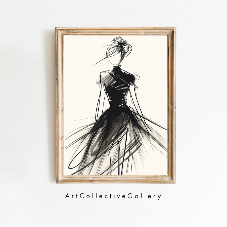 Classic Chic: Vintage Art Fashion Sketch – Abstract Wall Art Timeless ...
