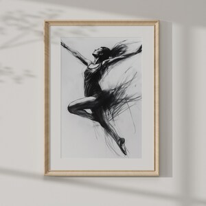 Elegant Coal Drawing Ballet Dance Print – Captivating Ballet Elegance ...