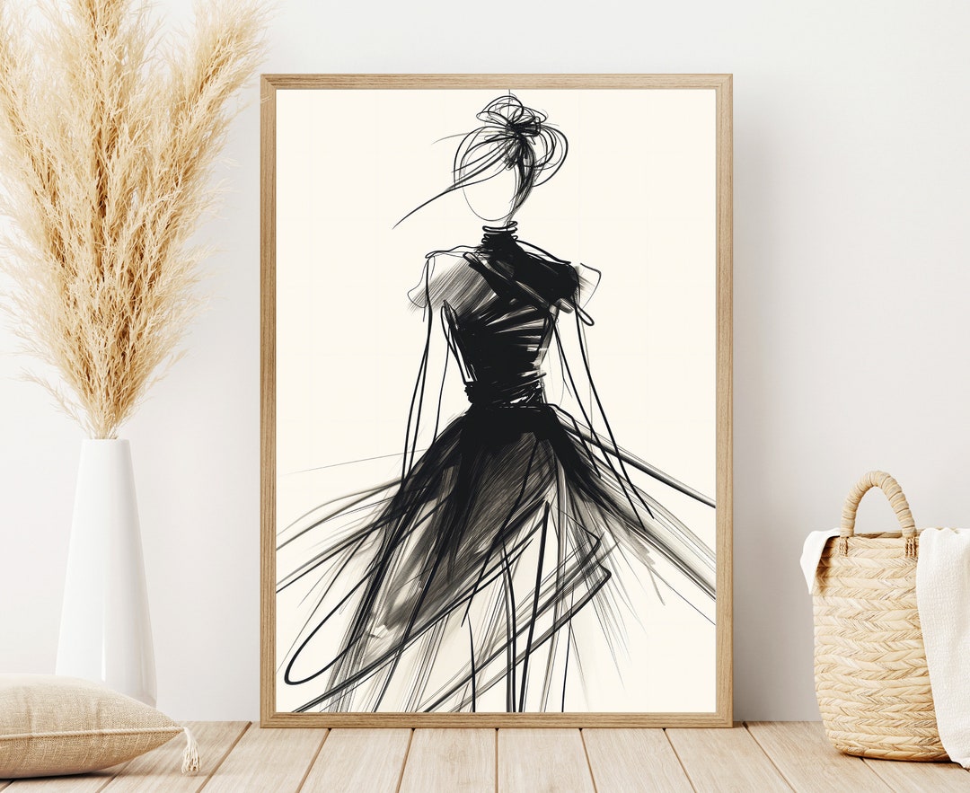 Classic Chic: Vintage Art Fashion Sketch – Abstract Wall Art Timeless ...