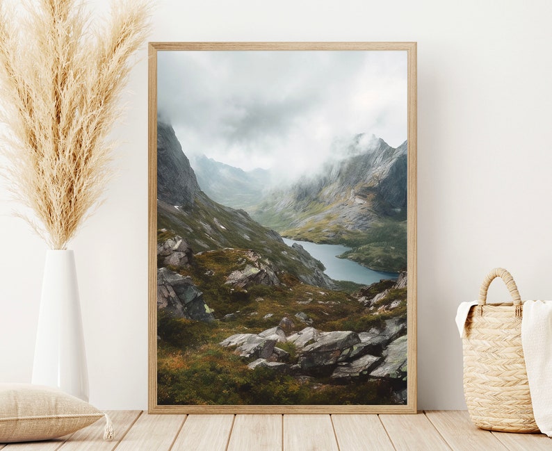 Norway Mountain Landscape Print: Scandi Farmhouse Wall Art (digital ...
