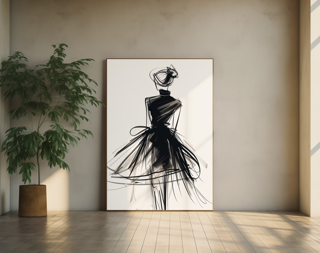 Vintage Fashion Sketch Art Print: Coal Portrait (digital Download) - Etsy