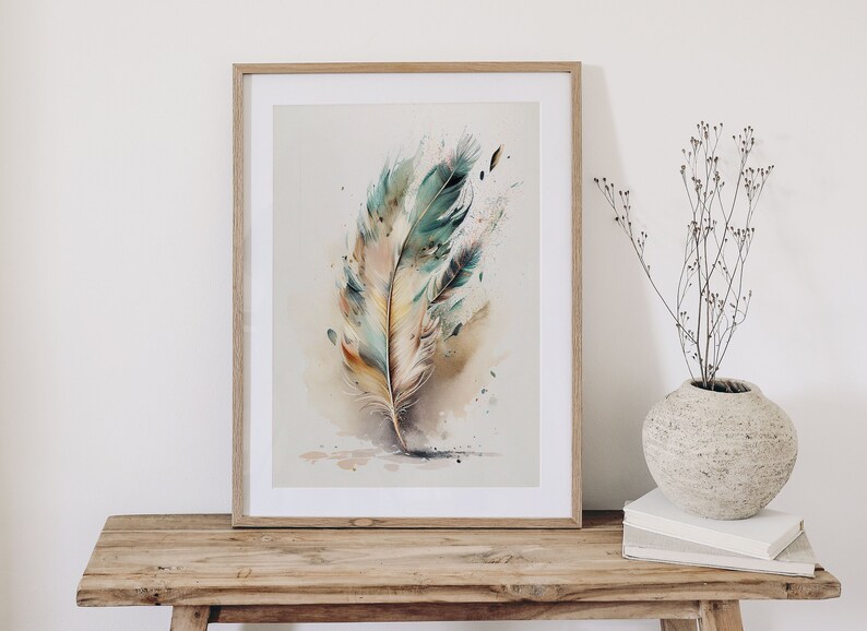 Original Feather Watercolor Painting Vibrant Wall Art for - Etsy