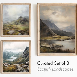 Scotland Highland Print Set of 3 Vintage Oil Painting of Scottish ...