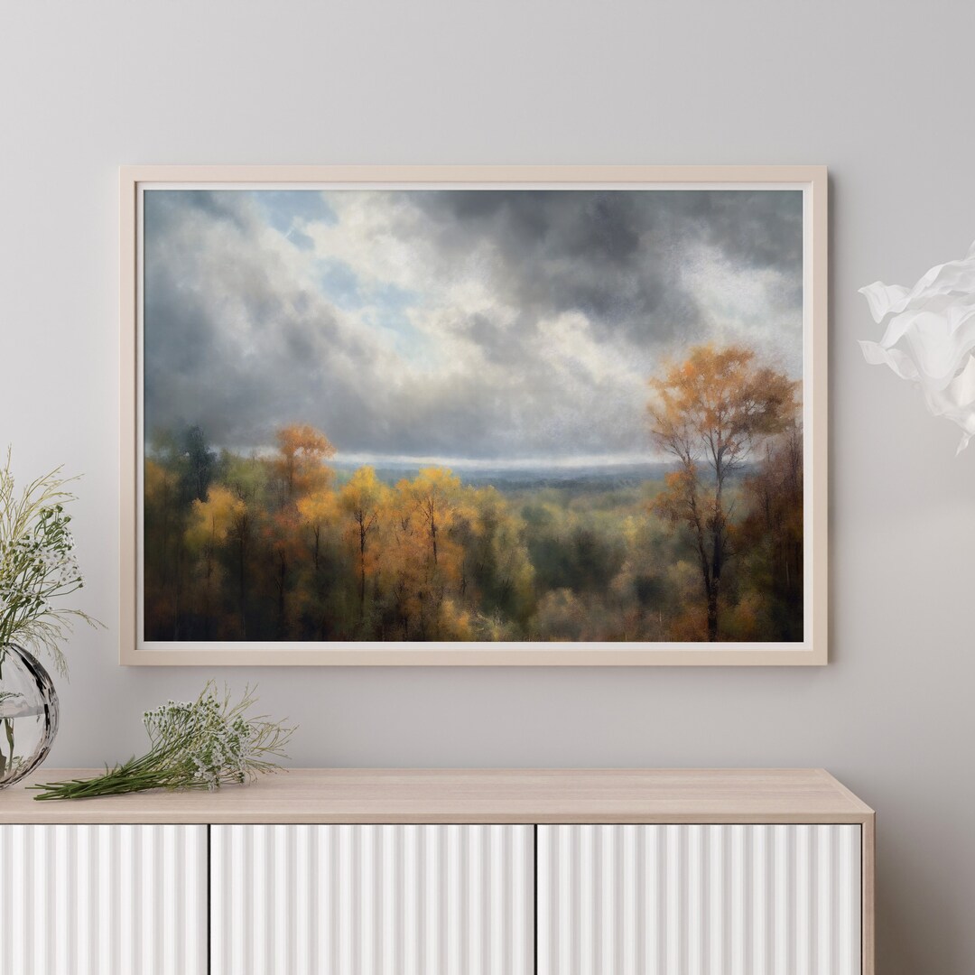Vintage Art Indian Summer Painting Fall Landscape Wall Art Indian ...