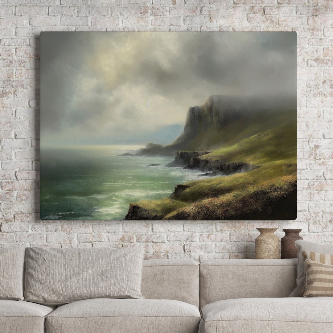 Scotland Isles of Skye Vintage Oil Painting Wall Art Scottish Mountain ...
