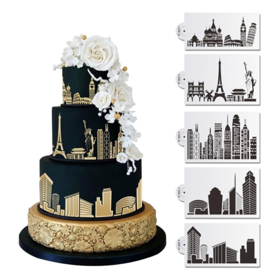 5pc Cityscape Stencil Set Flexible Stencils for Cake - Etsy