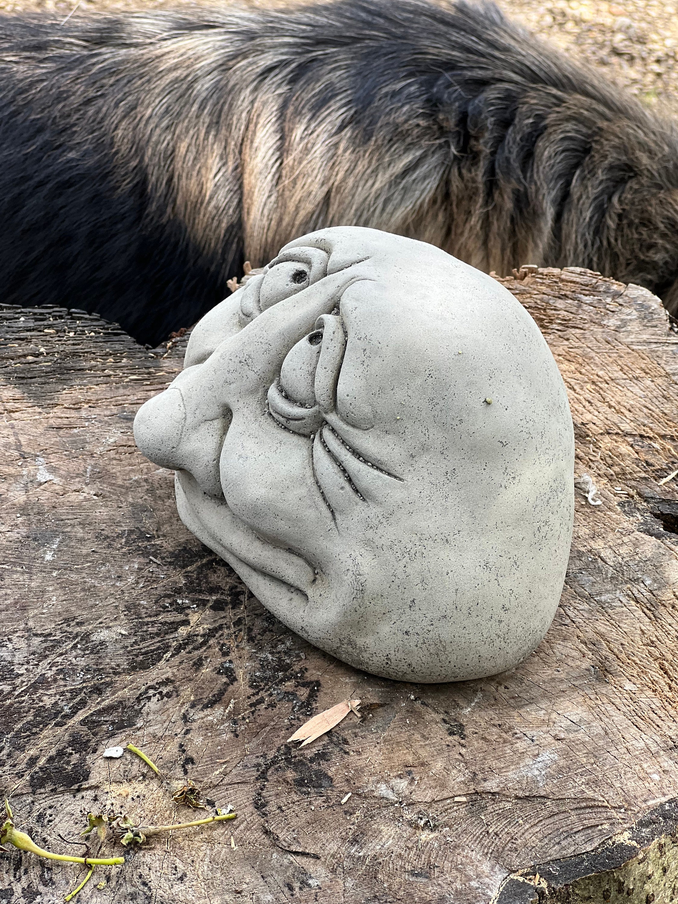 Stone/concrete Novelty Rock Stone Face Garden Ornament - Etsy UK