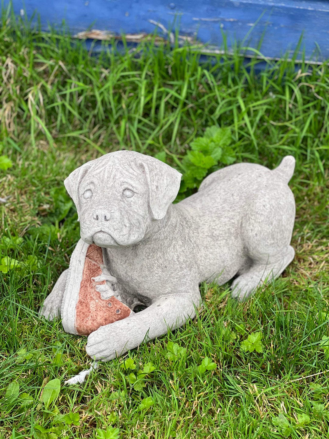 Stone/concrete Boxer Dog With Boot Garden Ornament Statue - Etsy