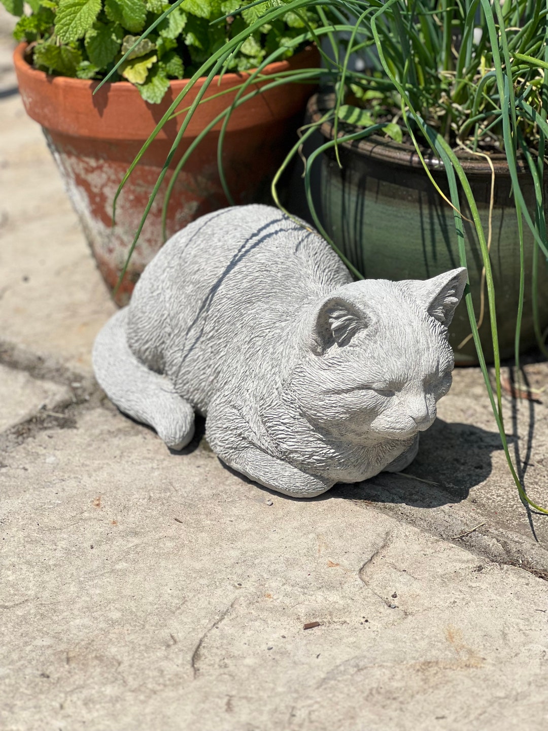 Stone/concrete Cat Garden Ornament Statue - Etsy UK