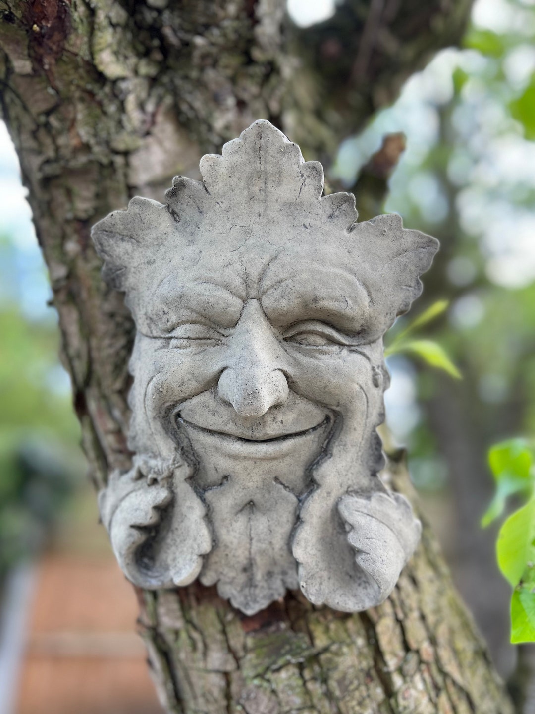 Stone/concrete Green Man Face Wall Hanging Garden Ornament Statue - Etsy UK