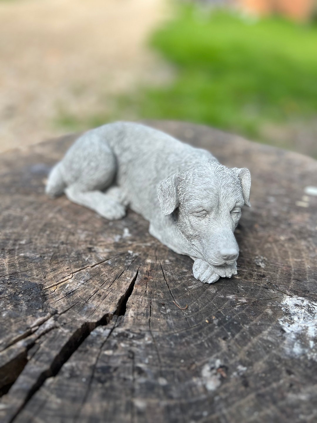 Stone/concrete Sleeping Dog Garden Ornament Statue - Etsy UK