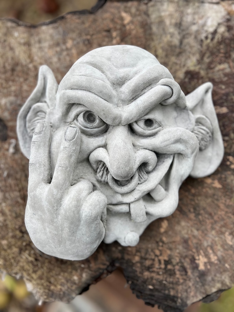 Stone/ Concrete Gargoyle Ogre Face Hanging Garden Ornament Statue - Etsy UK