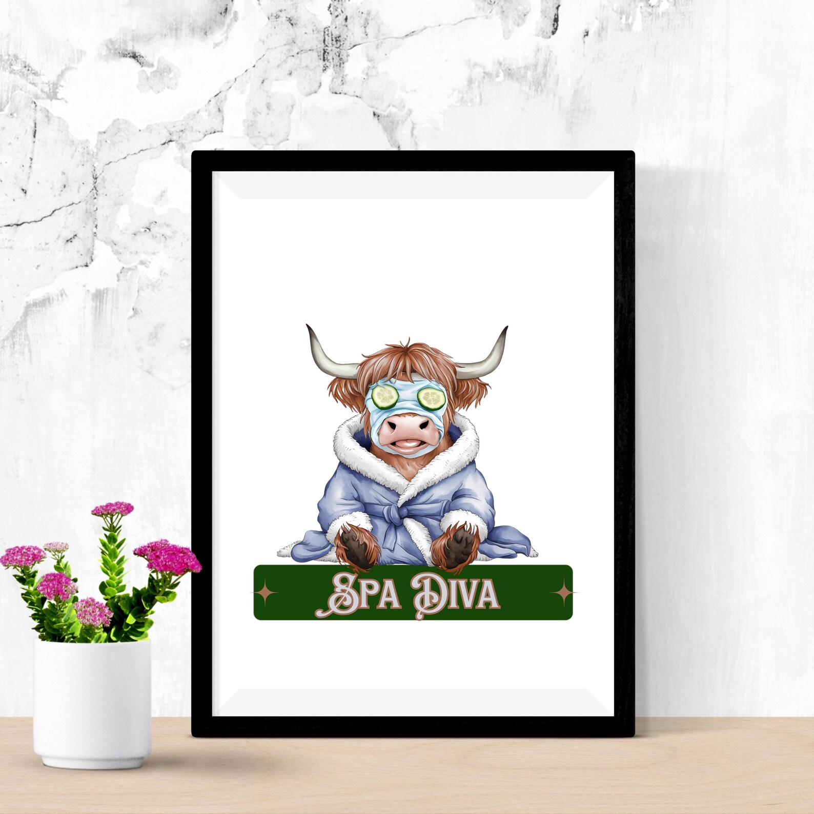 Spa Diva PNG, Watercolor Cow PNG, Highland Cow Sublime PNG Design ...