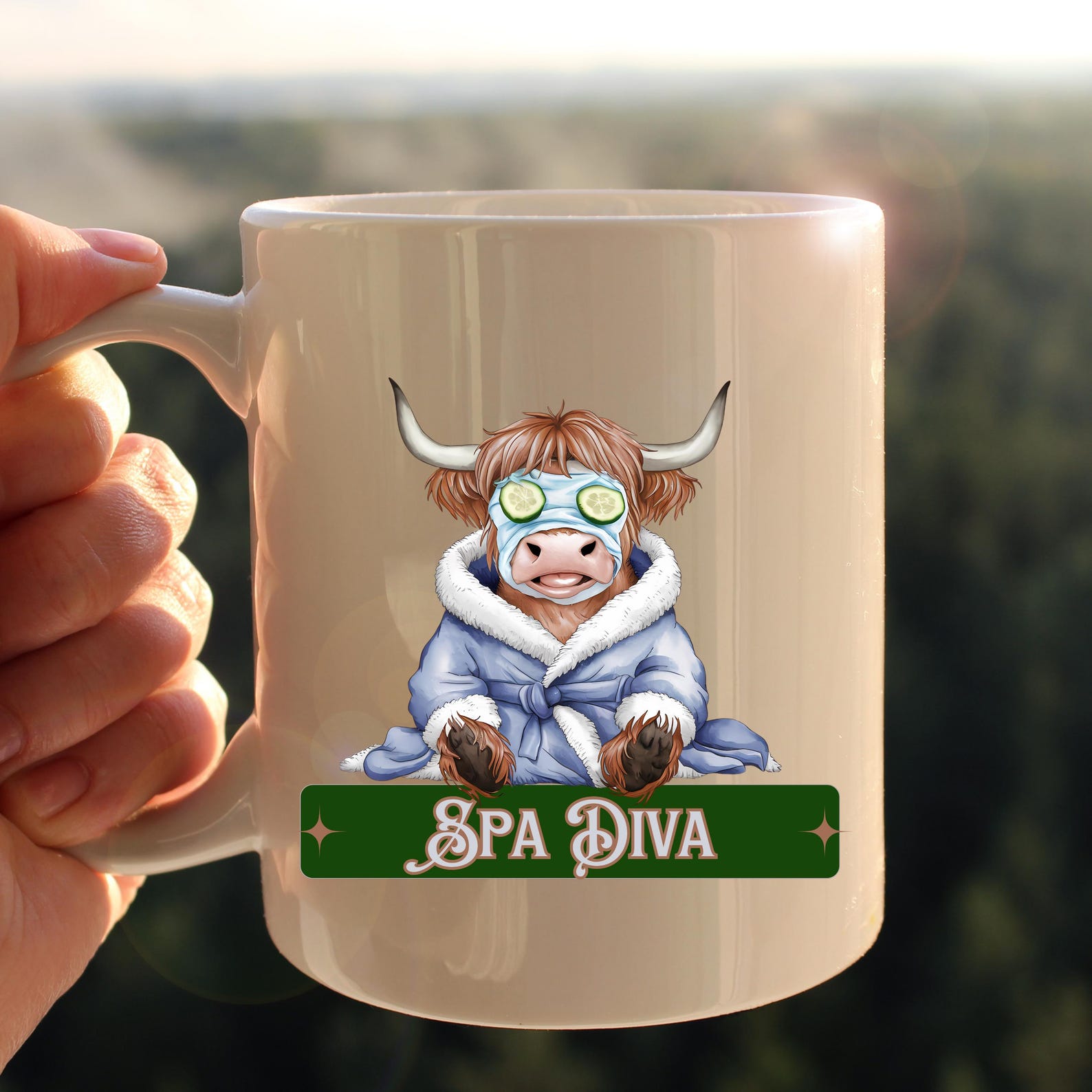 Spa Diva PNG, Watercolor Cow PNG, Highland Cow Sublime PNG Design ...
