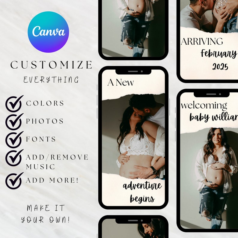 Editable Pregnancy Reveal Video Template, Baby Reveal Social Media Post ...