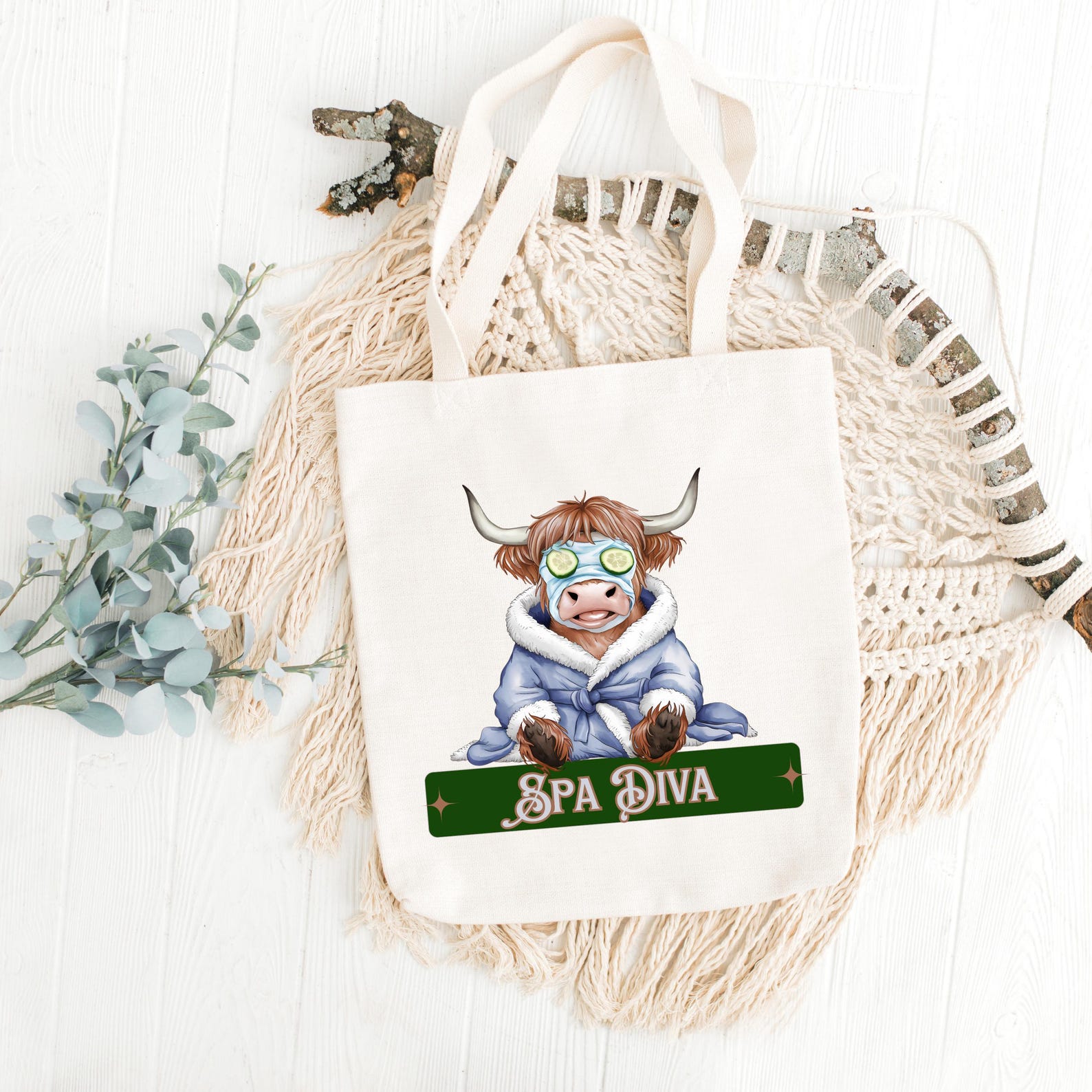 Spa Diva PNG, Watercolor Cow PNG, Highland Cow Sublime PNG Design ...