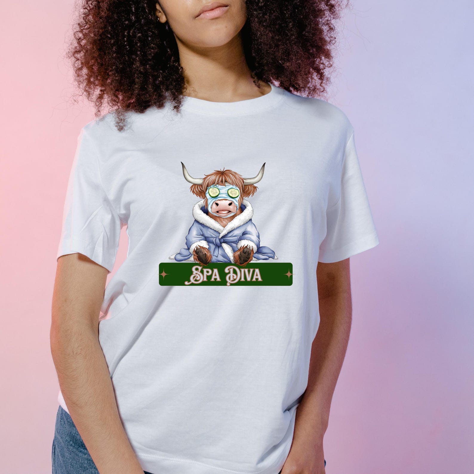 Spa Diva PNG, Watercolor Cow PNG, Highland Cow Sublime PNG Design ...