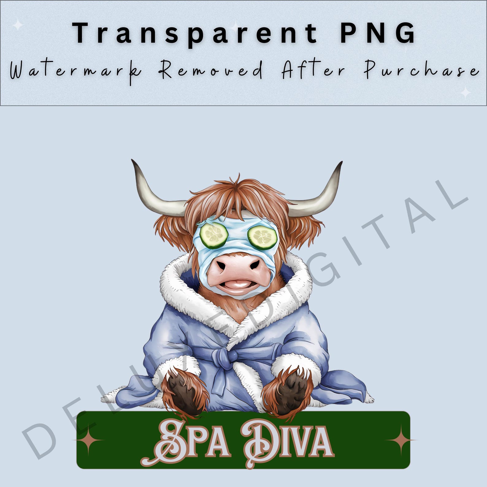 Spa Diva PNG, Watercolor Cow PNG, Highland Cow Sublime PNG Design ...