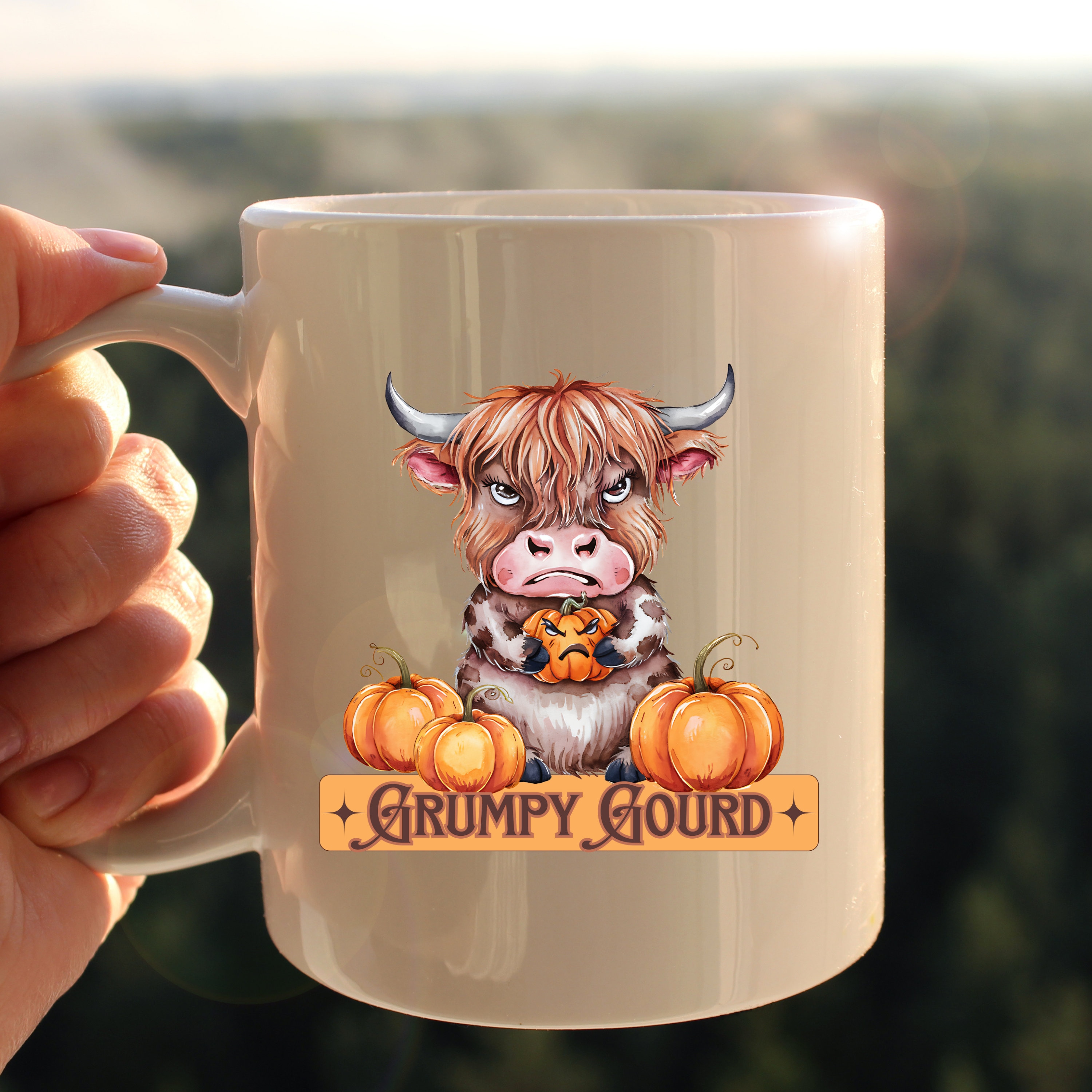 Grumpy Gourd Highland Cow PNG, Watercolor Baby Cow PNG, Highland Cow ...