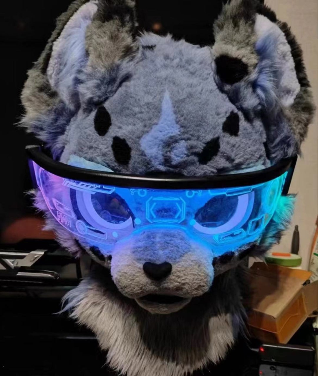 Luminous Glasses Fursuit Head Cyberpunk Acrylic Luminous Glasses ...