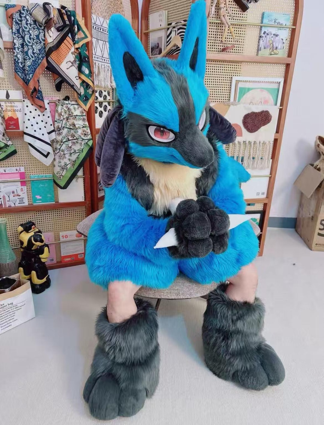 Custom Lucario Fursuit – Full Body Pokemon Costume | Furry Cosplay Head ...
