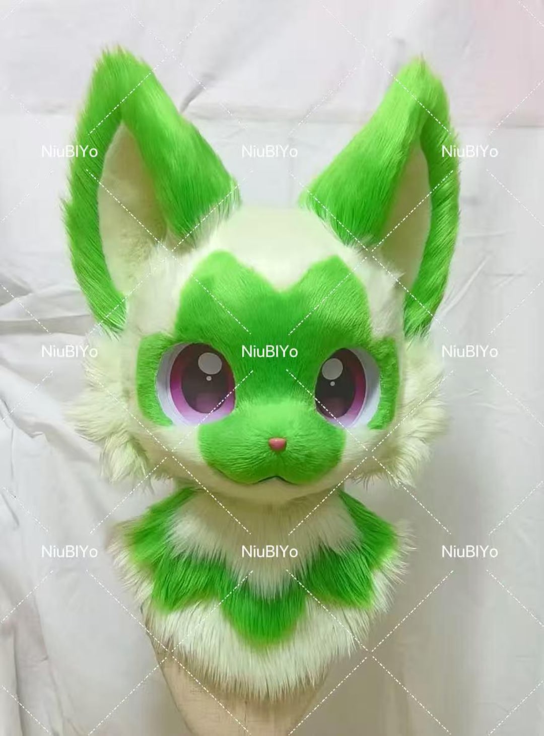 Fursuit Spr Igatito Inspired Fursuit Head – Green Cat Furry Costume ...