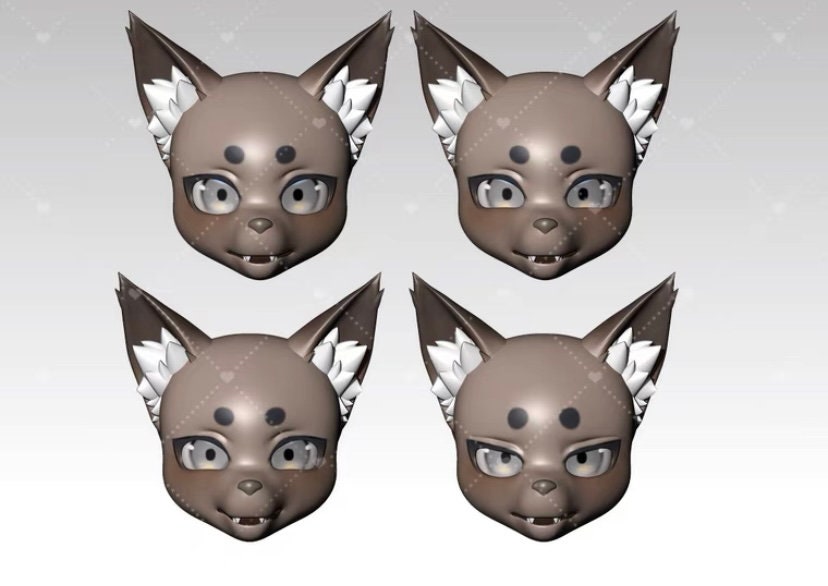 4 Kemono 3D Fursuit Head Base Stl OBJ File 3D Printing File - Etsy