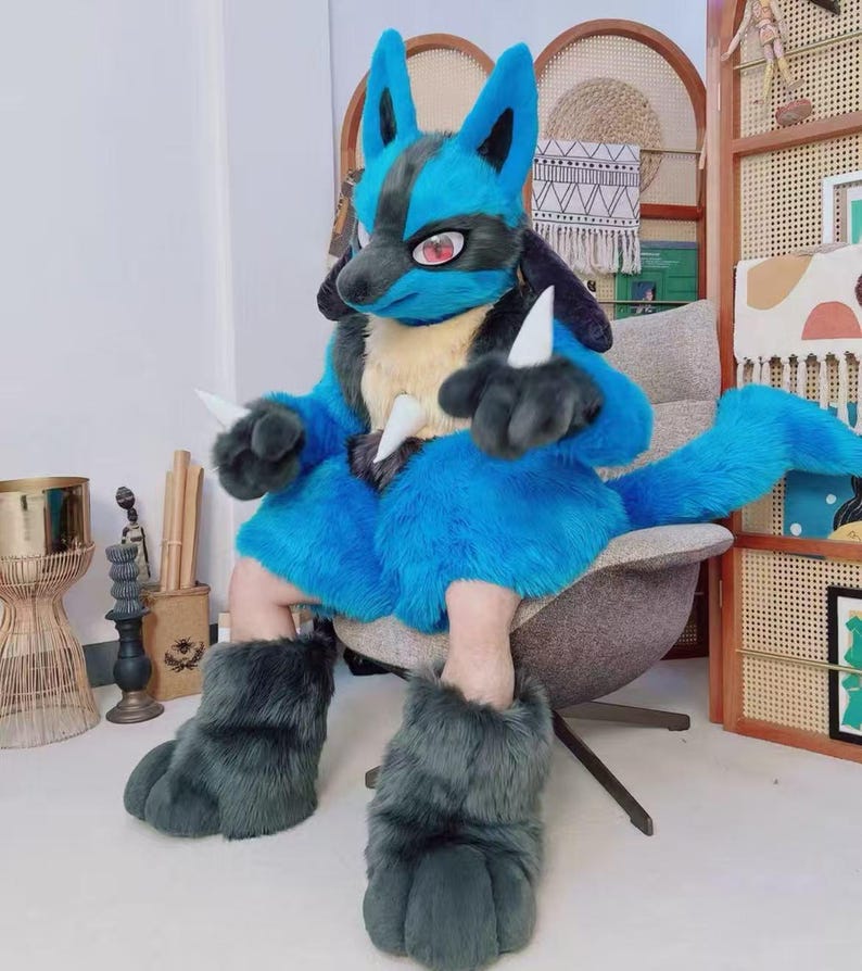 Custom Lucario Fursuit – Full Body Pokemon Costume | Furry Cosplay Head ...