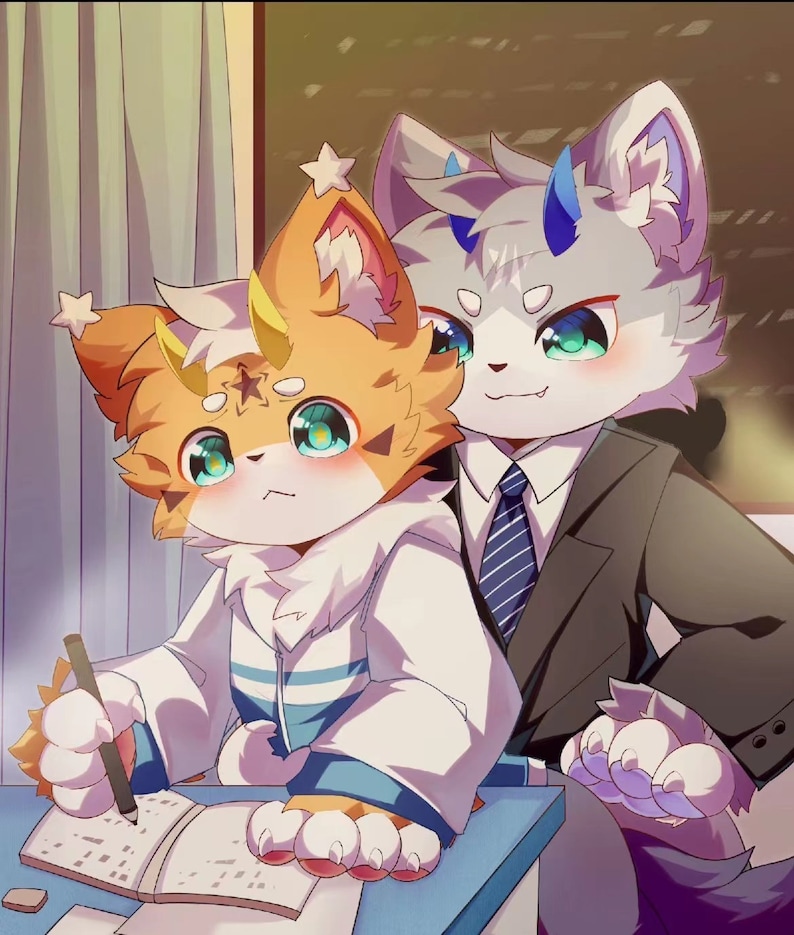 Fursona Couple Photo Commission, Custom Cute Furry Art, Painted,draw ...