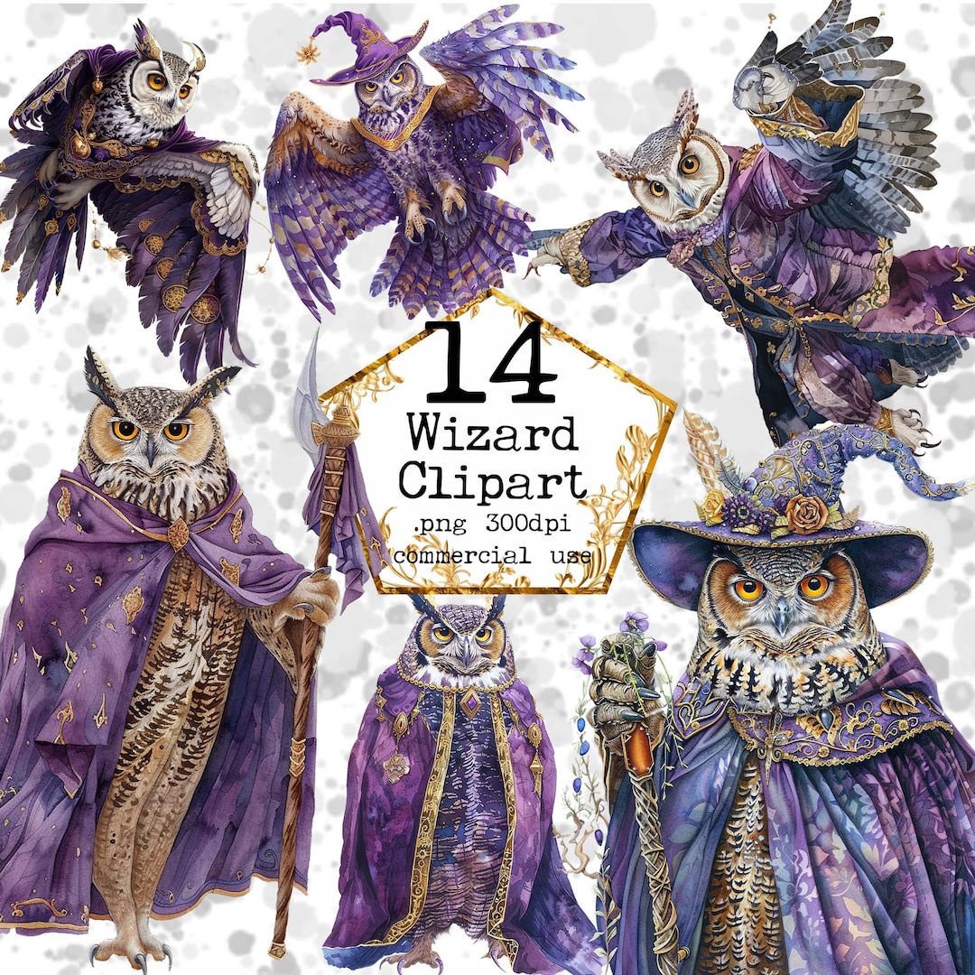PNG Wizard Owl Clipart Bundle Magical Clipart Wicca Clipart Commercial ...