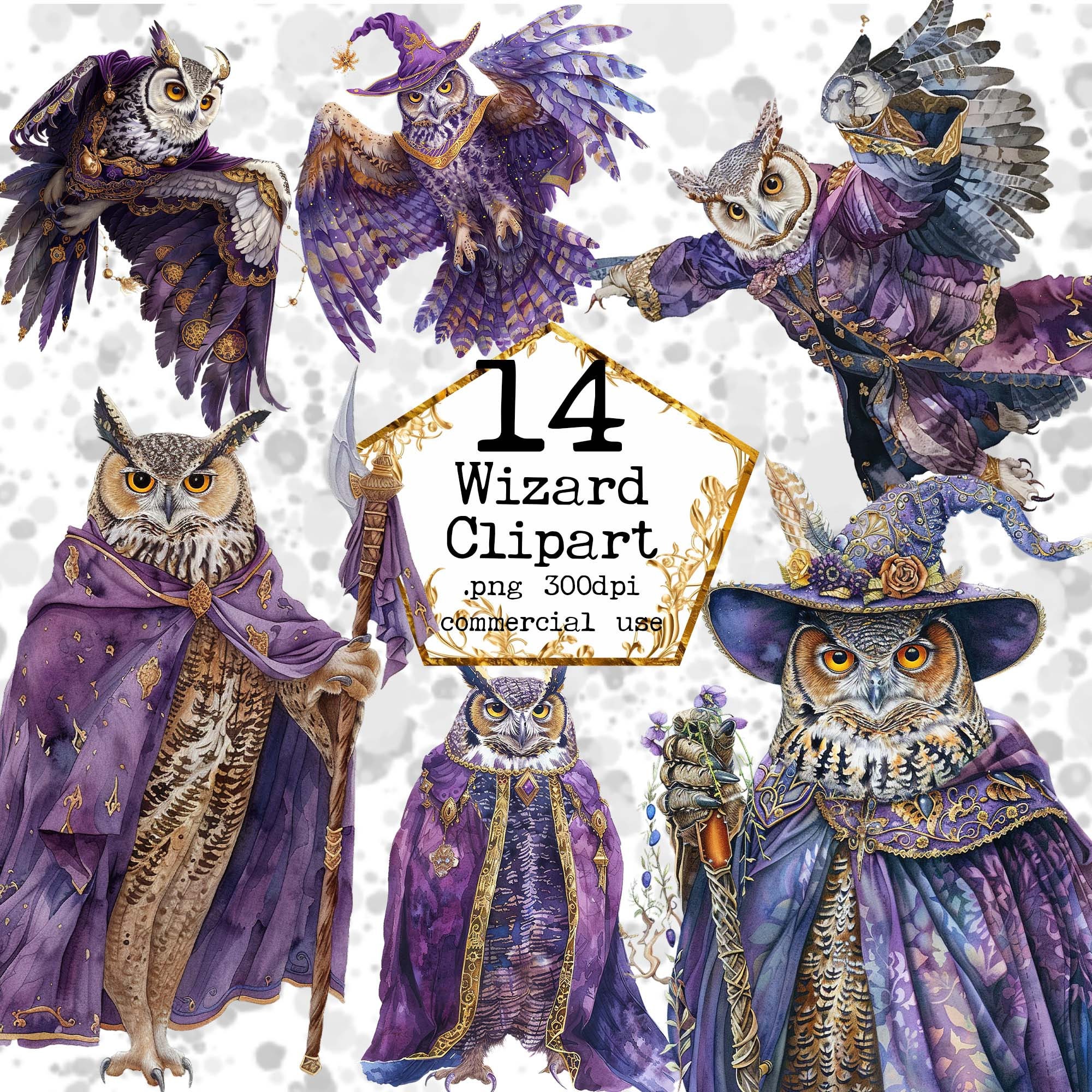PNG Wizard Owl Clipart Bundle Magical Clipart Wicca Clipart Commercial ...