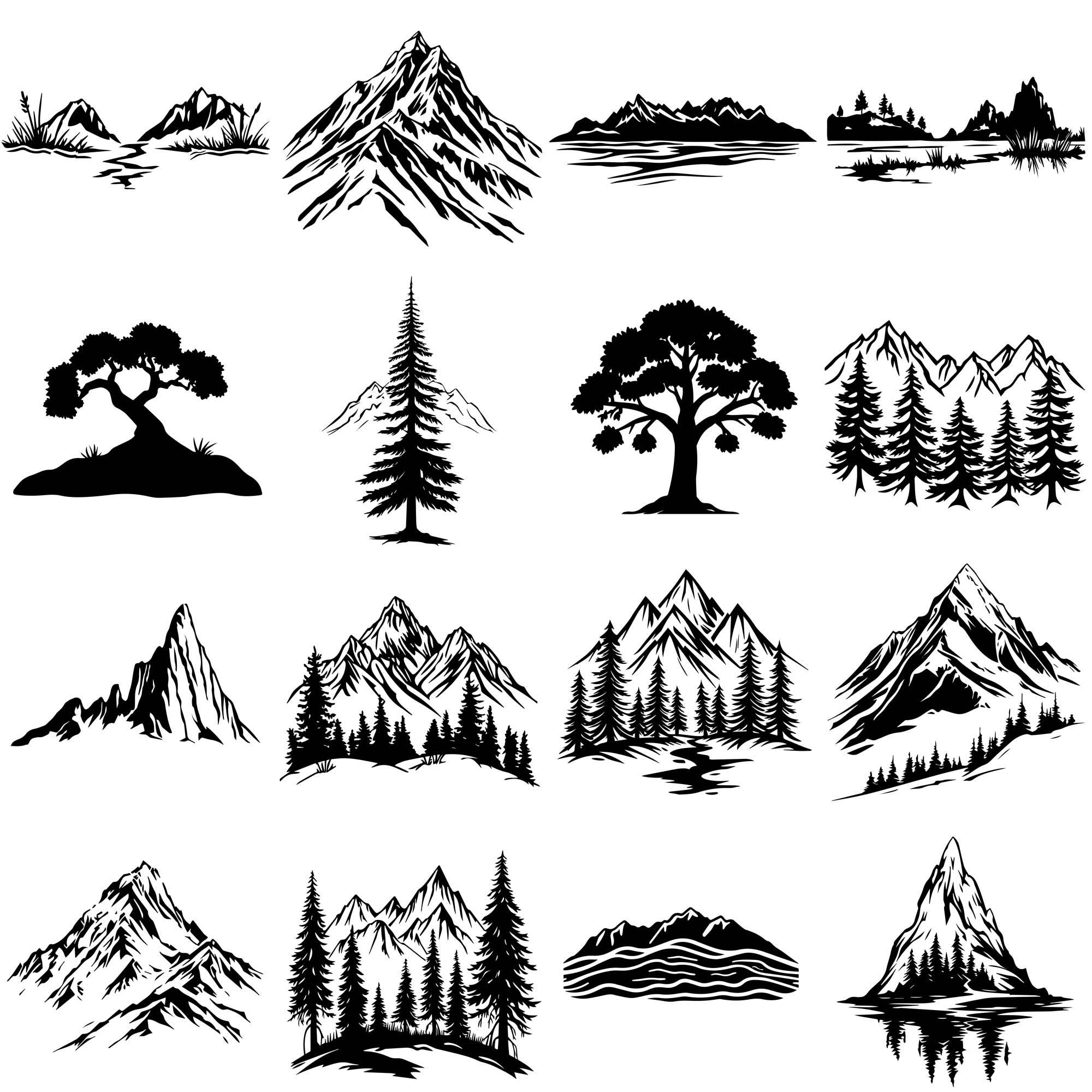 100 Mountain Svg, Dxf, Eps, Ai, Pdf, Jpg, Png MOUNTAIN SVG Bundle ...